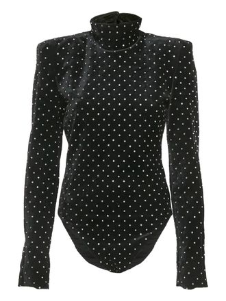 Saint Laurent Body aus Samt mit Kristallen - Schwarz