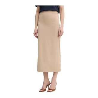 Max Mara Jupe midi droite &agrave; taille &eacute;lastique - Femme - Jupes - Beige - Taille: 38 FR