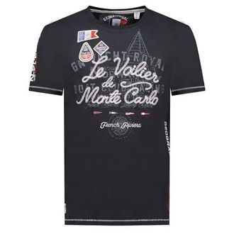 Geographical Norway Jalvinio Men - Tee Shirt Coton Homme - T Shirts Classique Ete Avec Logo - Vetement Corps Manche Courte - Col V Coupe Reguliere Hommes - &Eacute;t&eacute; Toute Sais