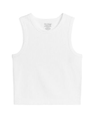 Arket Nahtloses Geripptes Tanktop -Weiß