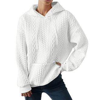 Generic Hauts &agrave; capuche de sport pour femme - Sweat-shirt blanc surdimensionn&eacute; pour femme - Sweat &agrave; capuche dautomne d&eacute;t&eacute; &agrave; manches longues avec poches - V&ecirc;te
