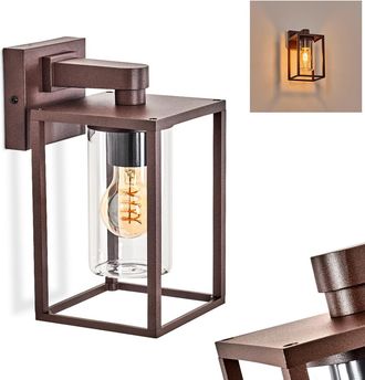 HOFSTEIN Au&szlig;enwandleuchte Trancozelos, Au&szlig;enleuchte aus Metall/Glas in Rostfarben/Klar, moderne Wandlampe f&uuml;r Terrasse/Hof/Eingangsbereich, 1 x E27, ohne Leuch