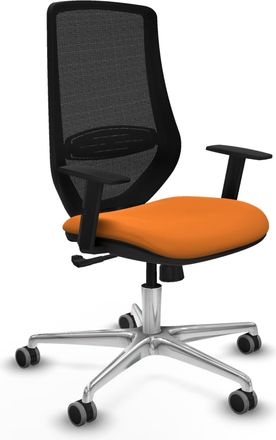 Piqueras y Crespo Schreibtischstuhl mit 1D-Armen, h&ouml;henverstellbare Lendenwirbelst&uuml;tze, ausgestattet mit Sincro 4 Positionen und injiziertem Schaumstoff, Schwarz/Orange