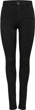 Only Jean Skinny Taille Haute en Denim Stretch &agrave; 5 Poches Basic ONLFOREVER, Couleurs:Noir, Taille:M / 32L, Longueur de Jambe