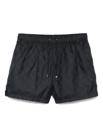 Giorgio Armani short de bain &agrave; logo ton sur ton - Bleu