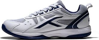 Hundred Raze Kids/Junior Non-Marking Professional Badminton Shoes (White/Navy Blue, UK 4/US 5/EU 38) | Polyester Upper, Rubber Sole | Indoor Tennis, Squash, T