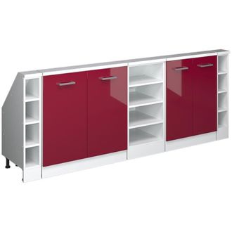 Vicco Dachschr&auml;genschrank Rion, Wei&szlig;/Bordeaux Hochglanz, 5er Set, Vicco