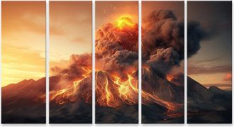 Islandburner Bild auf Leinwand Massiver Vulkanausbruch Großer Vulkan Ausbrechende Lava Gase Atmosphäre Massiver Bilder Wandbilder Poster IYGM-5P