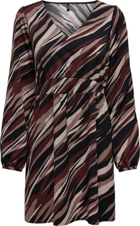 Only Damen Onlnova Life Elite L/S Siri Dress Kleid, Brown Stone/AOP:589 Russet Graphic, X-Small