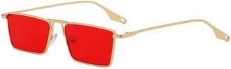 Generic Lunettes De Soleil M&eacute;tal Carr&eacute; Cadre Hommes Et Femmes F&ecirc;te Vacances Lunettes De Soleil(Red)