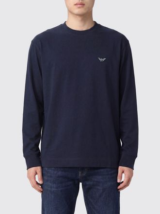 Emporio Armani T-shirt &agrave; manches longues en coton avec logo Aigle