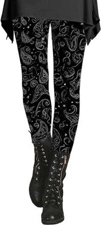 Generic Leggings de No&euml;l et dhiver pour femme Imprim&eacute; artistique Doux et extensible Leggings Femme Taille 46, Noir, M