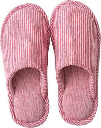 Minkissy Chaussons Lin Coton Rayés pour Homme et Femme Antidérapants Confort Respirant Semelle Intérieure Absorbante Usage Intérieur Saisonnière