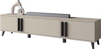 Mirjan24 TV-Schrank Hailea 183, Fernsehschrank, Unterschrank, TV-Lowboard mit 3 Klappen/T&uuml;ren, innen mit 3 F&auml;chern, Fernsehtisch (Congo/Schwarzer Graphit)