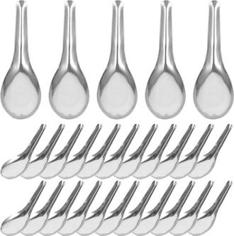 DOITOOL Lot de 50 cuill&egrave;res &agrave; soupe en acier inoxydable - Motifs al&eacute;atoires - Cuill&egrave;re de service polyvalente pour la maison, le restaurant, le bureau, id&eacute;al 