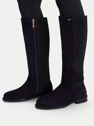 Tommy Hilfiger Stiefel Enamel Flag Suede High Chelsea FW0FW09574 Dunkelblau