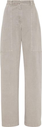 Brunello Cucinelli Halbhohe Straight-Leg-Jeans - Grau