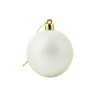 Shatchi 20 cm gro&szlig;e, wei&szlig;e Weihnachtskugel, PVC, bruchsicher, glitzernd, Weihnachtsdekoration, Festliche Weihnachtsbaum-H&auml;ngedekoration, rundes Ornament f&uuml;r U