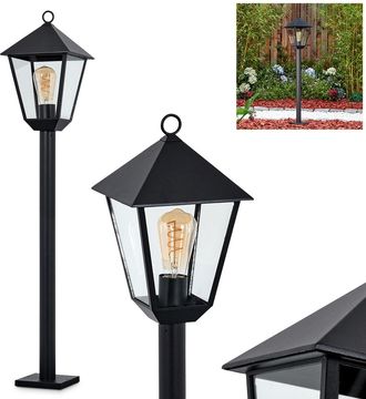 HOFSTEIN Außenwegeleuchte Anfei, Wegeleuchte aus Metall/Glas in Schwarz/Klar, Außenleuchte in antikem Look, Höhe 102 cm, Gartenlampe, Gartenbeleuchtung IP44, 1
