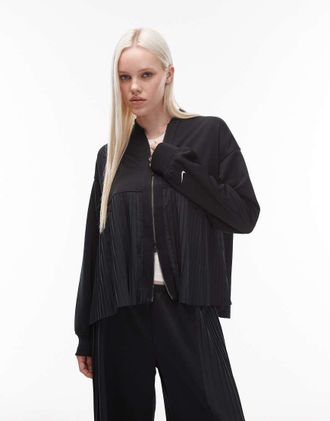 Nike Blouson Harrington pliss&eacute; - Noir