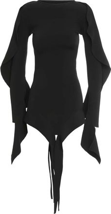 MUGLER Femme, Robes, Noir, Taille: 38 FR Mini-robe asym&eacute;trique en maille stretch