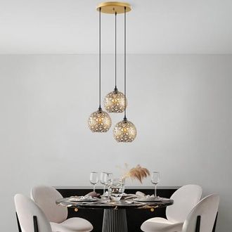 Opviq Elegant Black Chandelier, Adjustable Height 37-117 cm, Metal Body, &Oslash;25 cm Cap, 3 x E27 Socket, Perfect for Modern Living Spaces | IP20 Rated
