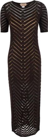 Twinset Femme, Robes, Brun, Taille: 42 FR Robe Tricot&eacute;e &agrave; Chevrons