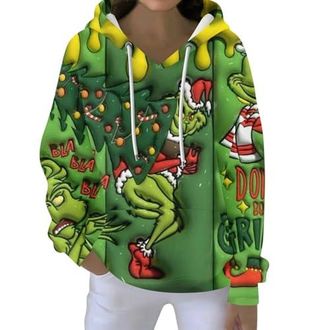 Generic Le Grinch Sweat A Capuche Femme Femmes Deguisement Chaud Plaid Pulls Christmas Noel Vetement The Noël Sweatshirts Polaire Sweet 2025 Costume Adulte Mo