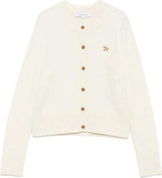 Maison Kitsuné Femme, Pulls, Beige, Taille: 42 FR Wool Cardigan