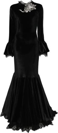 Miau by Clara Rotescu bell-sleeve embellished maxi dress - Schwarz