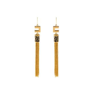 Elisabetta Franchi Femme, Accessoires, Jaune, Taille: ONE Size Earrings with snake detail and tassels