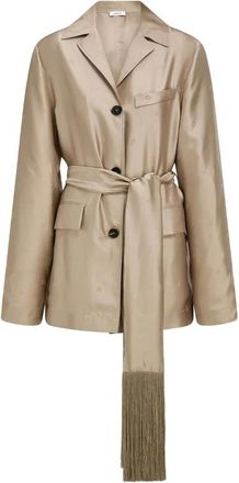 Ferragamo Femme, Blouses et Chemises, Beige, Taille: 38 FR Jacquard Over Shirt