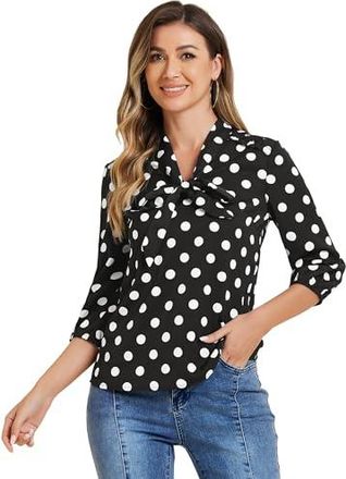 Allegra K Femmes Chemisier Volants Épaules Dénudées Pois Halloween déguisement Noir XL