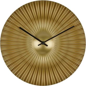 TFA Dostmann Analoge Designer Wanduhr Rokoko, 60.3031.53, Moderne Fächeroptik, extravagantes goldenes Ziffernblatt, Quarzuhr, Gold