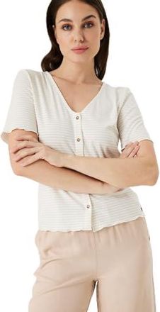 Garcia T- Shirt &agrave; Manches Courtes, Blanc cass&eacute;, XL Femme