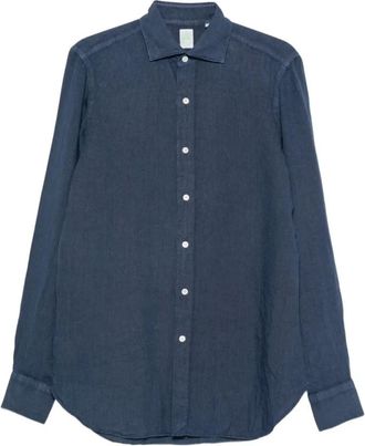 Finamore Homme, Chemises, Bleu, Taille: 5XL Chemise en lin
