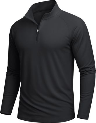 Magcomsen Arbeitspullover Herren Fahrradbekleidung Zipper UV Schwimmshirt Herren Langarmshirt Sonnenschutz, Schwarz, 3XL