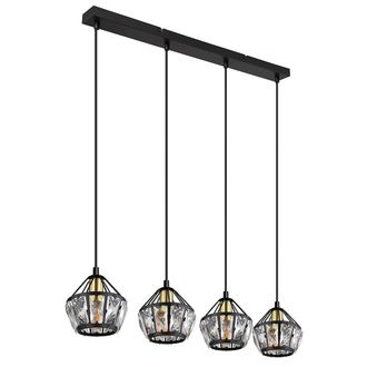 Globo Lighting Globo Pendelleuchte LOIS 4-flammig, Lampenschirme mit Glaskristallen, Breite 73cm