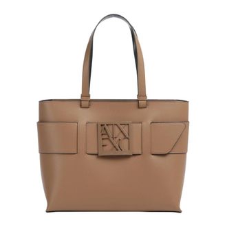 A|X Armani Exchange Sac cabas moyen avec monogramme ton sur ton - Femme - Sacs - Beige - Taille: ONE Size