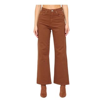 Federica Tosi Bronzefarbene High Waist Wide Leg Jeans - - Trousers - Damen - Braun - W27