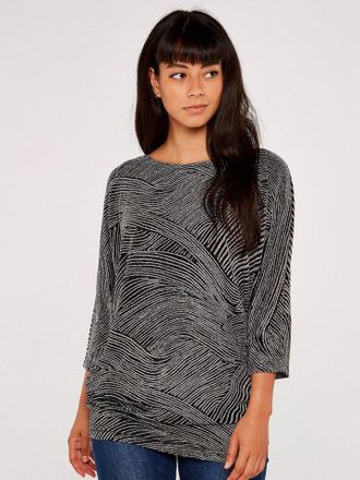 Apricot Fledermausshirt 3/4 Arm Top (1-tlg) im Metallic-Look
