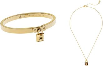 Kate Spade New York Lock and Space Charm-Armreif und Mini-Anh&auml;nger, Gold/Schildkr&ouml;te