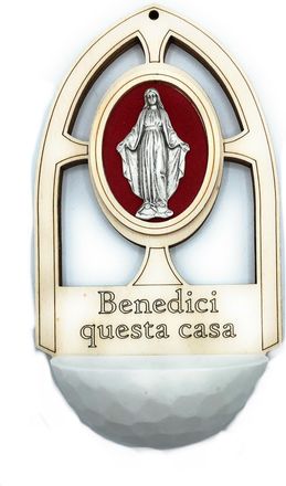 Generico Weihwasserkessel aus Holz und Harz mit wunderbarer Madonna