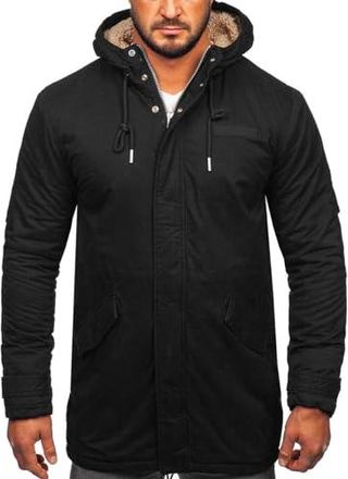 BOLF Homme Veste dhiver Double Parka avec capuche Blouson a capuche Manteau Longue Coupe Chaleur dautomne loisir Outdoor Casual Style EX838A Noir M [4D4]