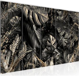 Runa Art Wandbilder XXL Abstrakt Wohnzimmer Schlafzimmer B&uuml;ro 200L x 80B cm Bl&auml;tter 5 Teilig - Made in Germany - 059255b