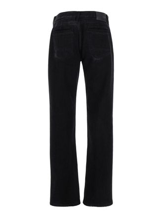 Alexander McQueen Mens Black Jeans With Logo Patch And Worn Effect Cotton
