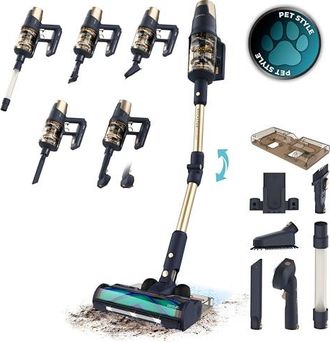 Cecotec Vertikaler Staubsauger Conga Rockstar 9500 Lunar Pet Flex, maximale Saugkraft 300AW, Ultrapower 780W, 100 Minuten Autonomie, HairLess Bürste gegen Ver