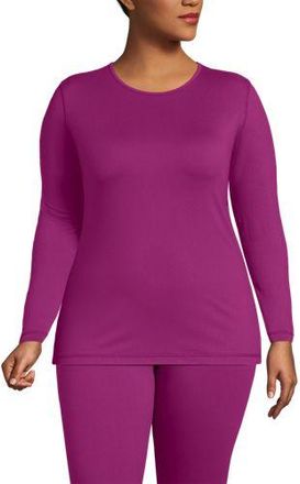 Lands End Stretch-THERMASKIN-Oberteil mit Rundhalsausschnitt, Damen, Größe:52-54 plus, Pink, Elasthan/Polyester-Mischung, by Lands End