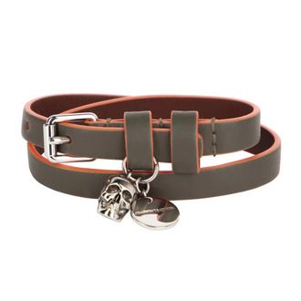 Alexander McQueen Alexander McQueen Armband - Graffiti Skull Leather Wrap Bracelet In Green - Gr. ONE SIZE - in Gr&uuml;n - f&uuml;r Damen