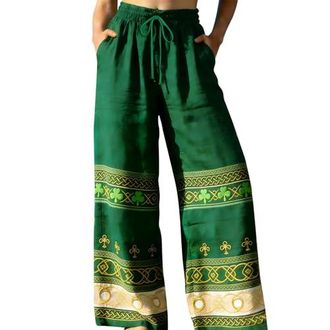 Generic HUIFUAO Pantalon de la Saint-Patrick pour femme - Pantalon tr&egrave;fle amusant - Costume de la St Paddys irlandais - Pantalon de tr&egrave;fle irlandais - Taille 